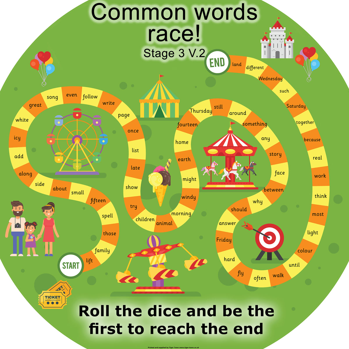 Common Words Race Tuff Tray Mat Stage 3 Bundle – Tiger Moon