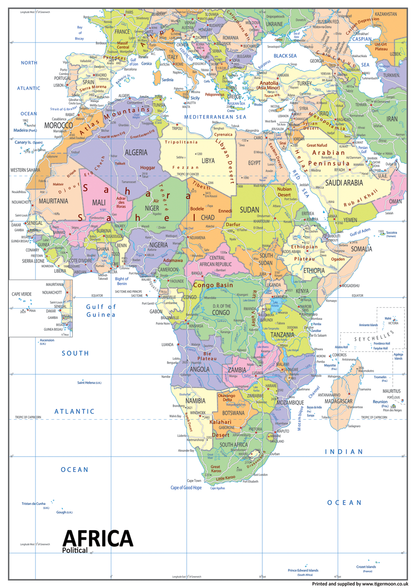 Africa Political Map – Tiger Moon