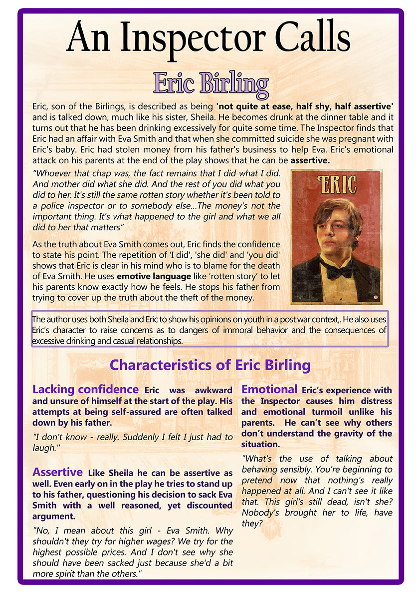 GCSE English An Inspector Calls - 9 A3 Posters – Tiger Moon