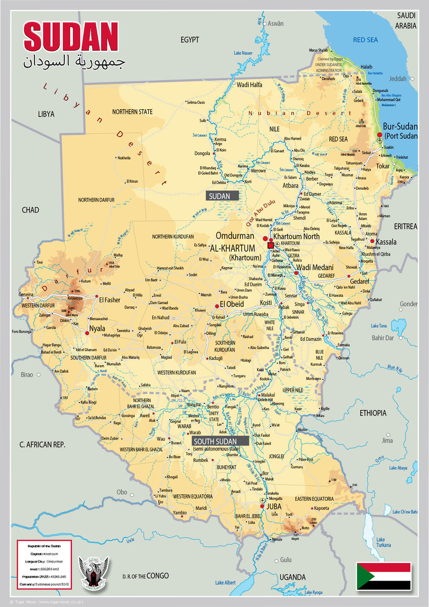 Physical Map of Sudan (OC) – Tiger Moon