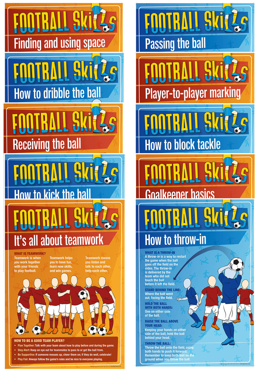 Set of x10 A3 Football Skills Posters – Tiger Moon