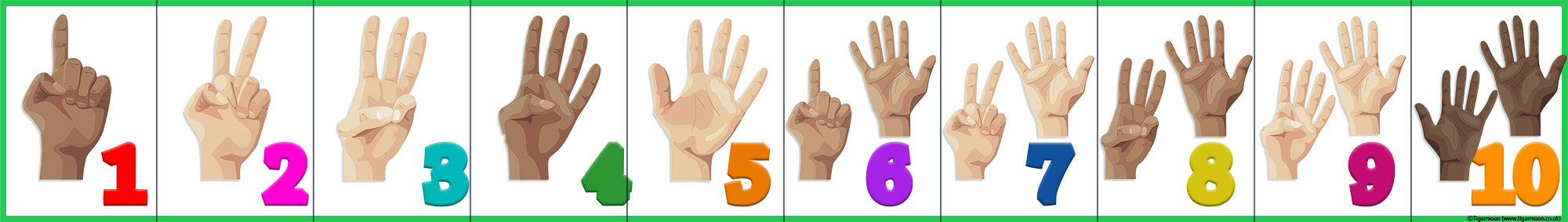 1-10 Finger counting number line - 30x210cm – Tiger Moon