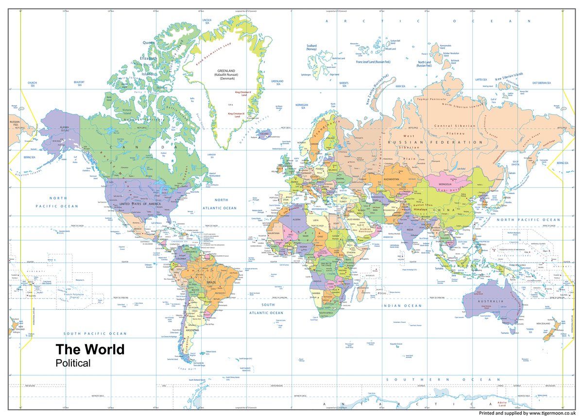 World Political Map – Tiger Moon