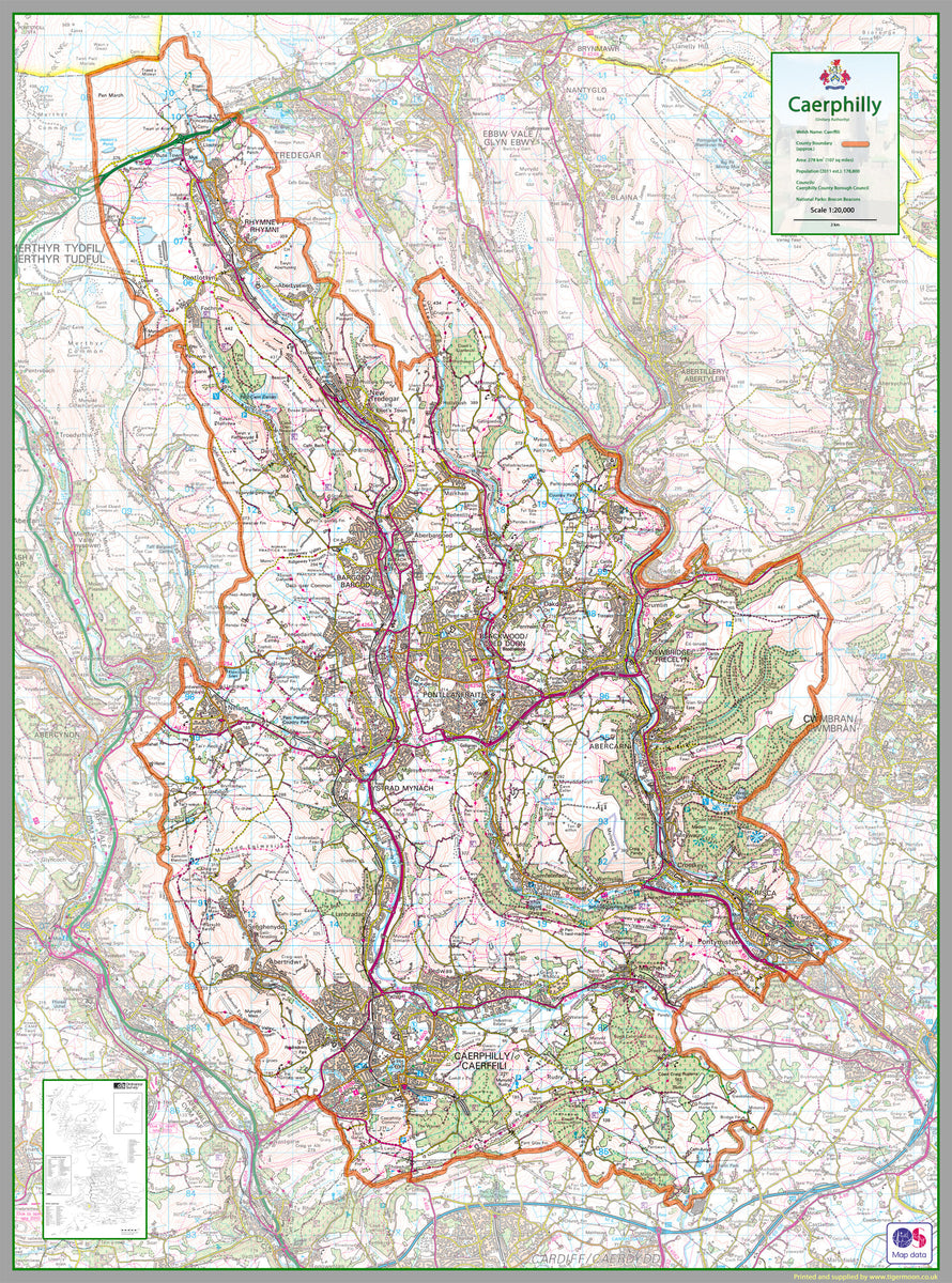 Caerphilly County Map – Tiger Moon