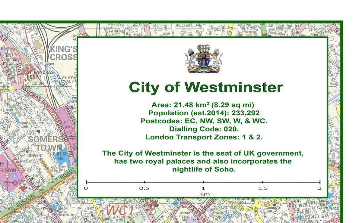 City of Westminster London Borough Map Mounted Board – Tiger Moon