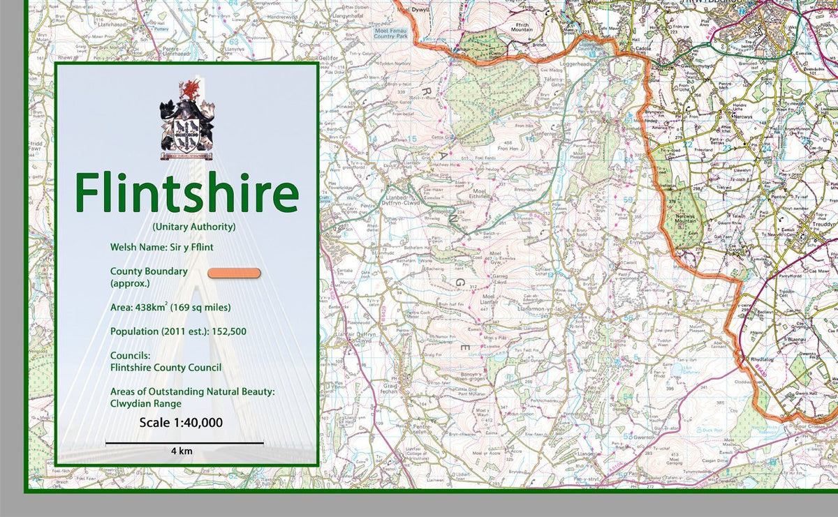 Flintshire County Map – Tiger Moon