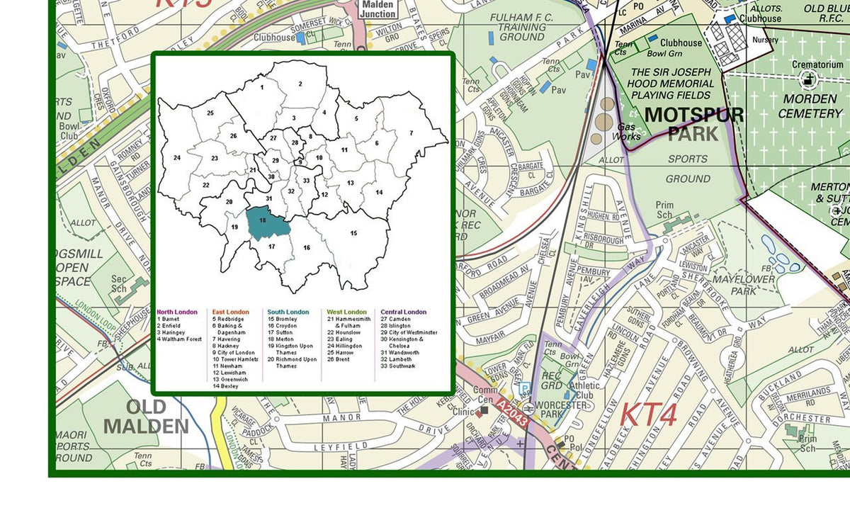 Merton London Borough Map – Tiger Moon