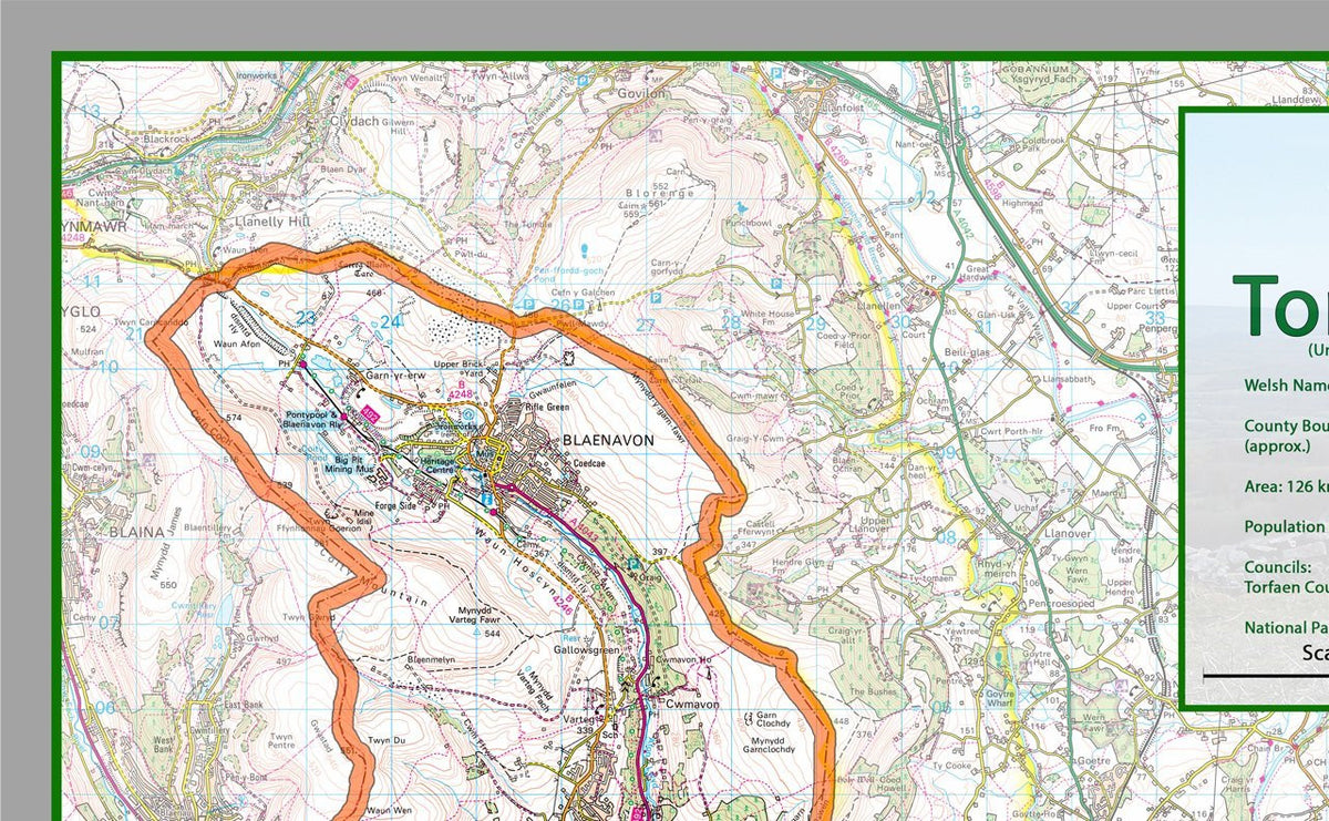Torfaen County Map – Tiger Moon