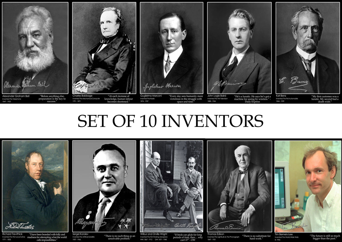Famous Inventors A3 Poster Set – Inspirational Figures & Inventions (P ...