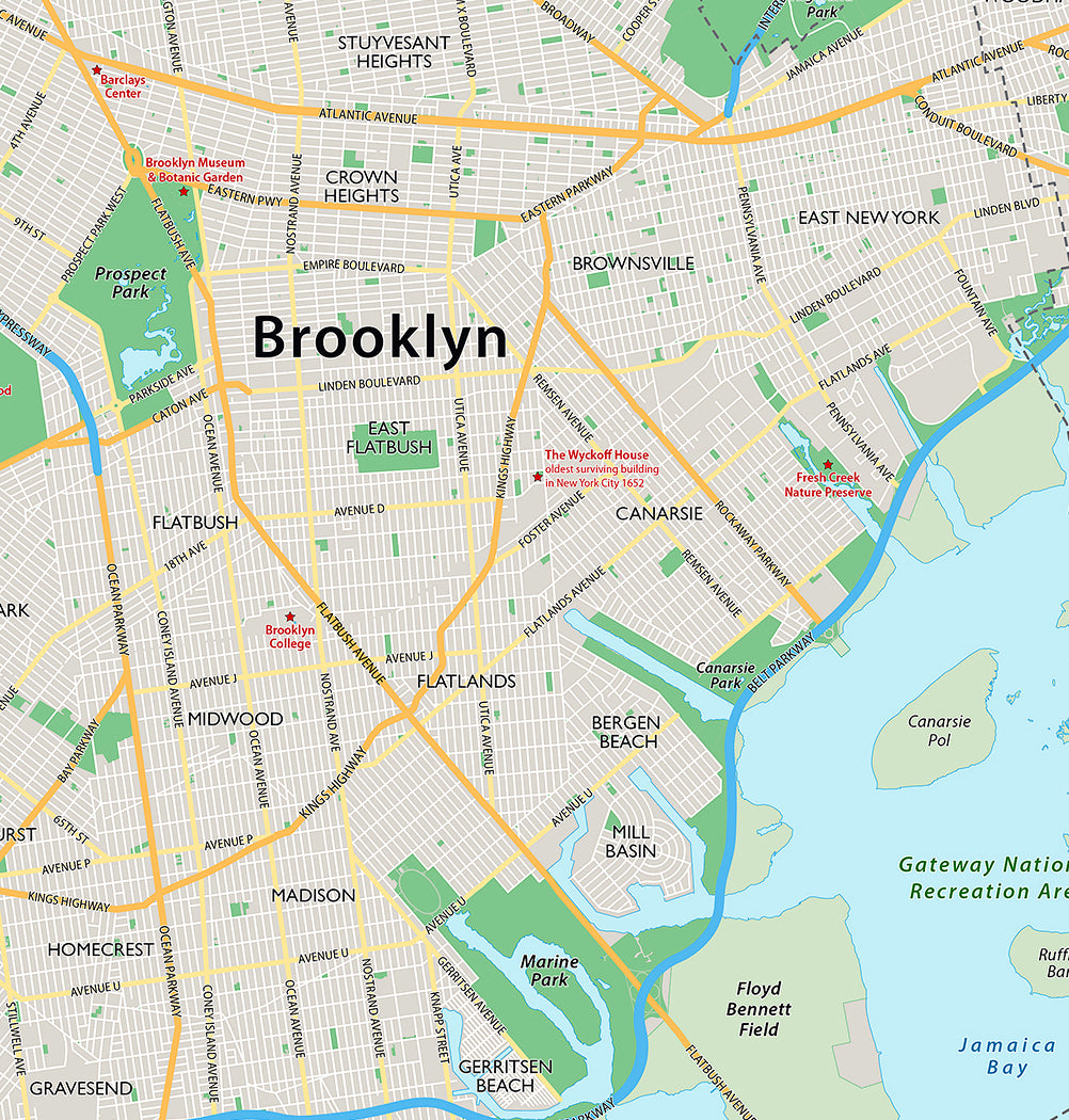 New York City street map - The Five Boroughs. 59cm x 59cm – Tiger Moon