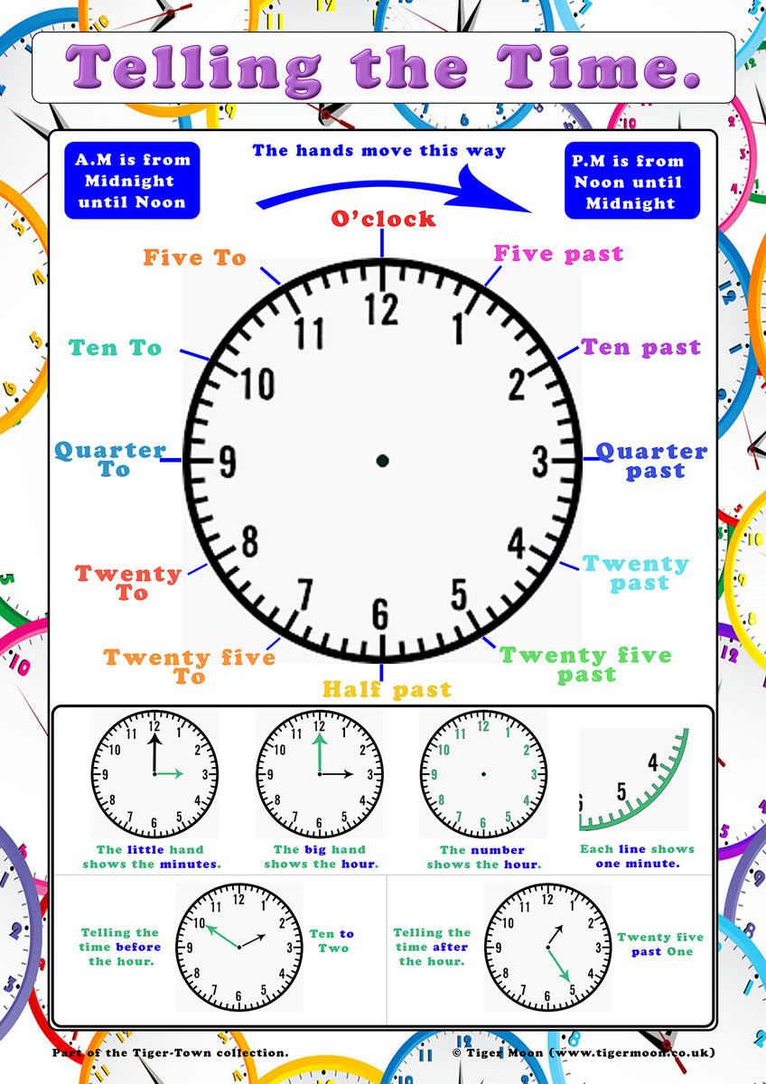 A3 Tell the Time Educational Poster – Tiger Moon