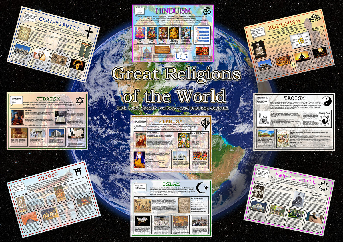 Set of 9 Religion Posters - A3 (29.7 x 42cm) – Tiger Moon