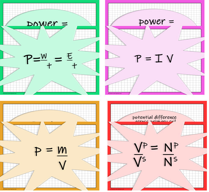 AQA GCSE Physics - Equations and Formulae Flash cards - Double sided ...