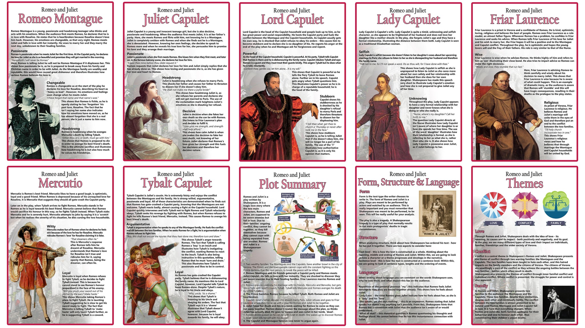 GCSE English Romeo and Juliet - 10 A3 Posters – Tiger Moon